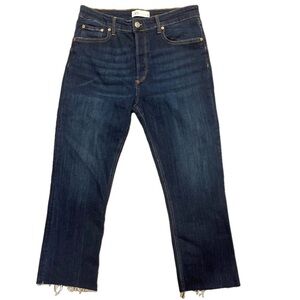 Zara | Jeans | Zara Sz 2 Dreed Flare Blue Cropped Jeans Raw Hem With 5 ...